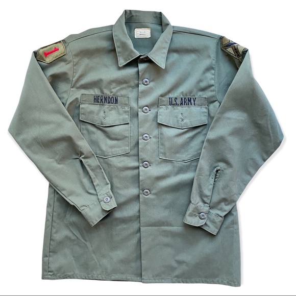 military | Shirts | Vintage Army Og57 Utility Shirt Big Red One Patch ...